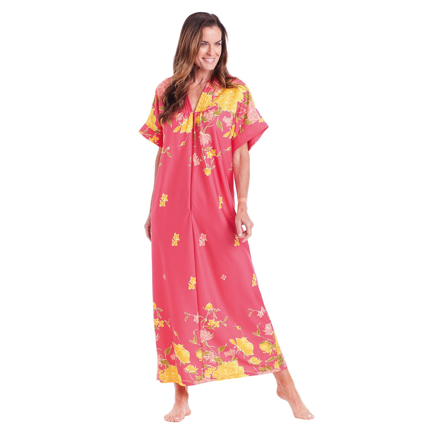 CATALOG CLASSICS Womens Muumuu House Dress Lounger Short Sleeve with ...