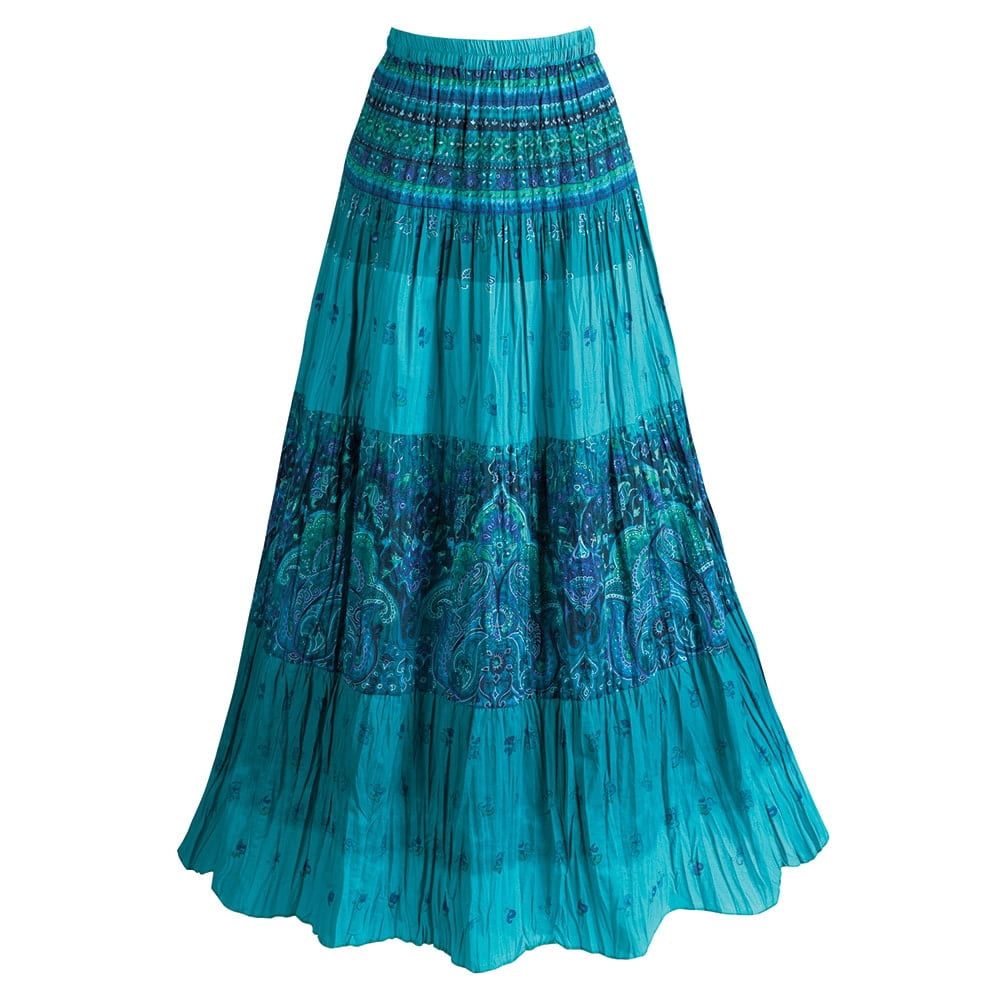 CATALOG CLASSICS Womens Peasant Skirt Boho Skirts for Women Long Tiered ...