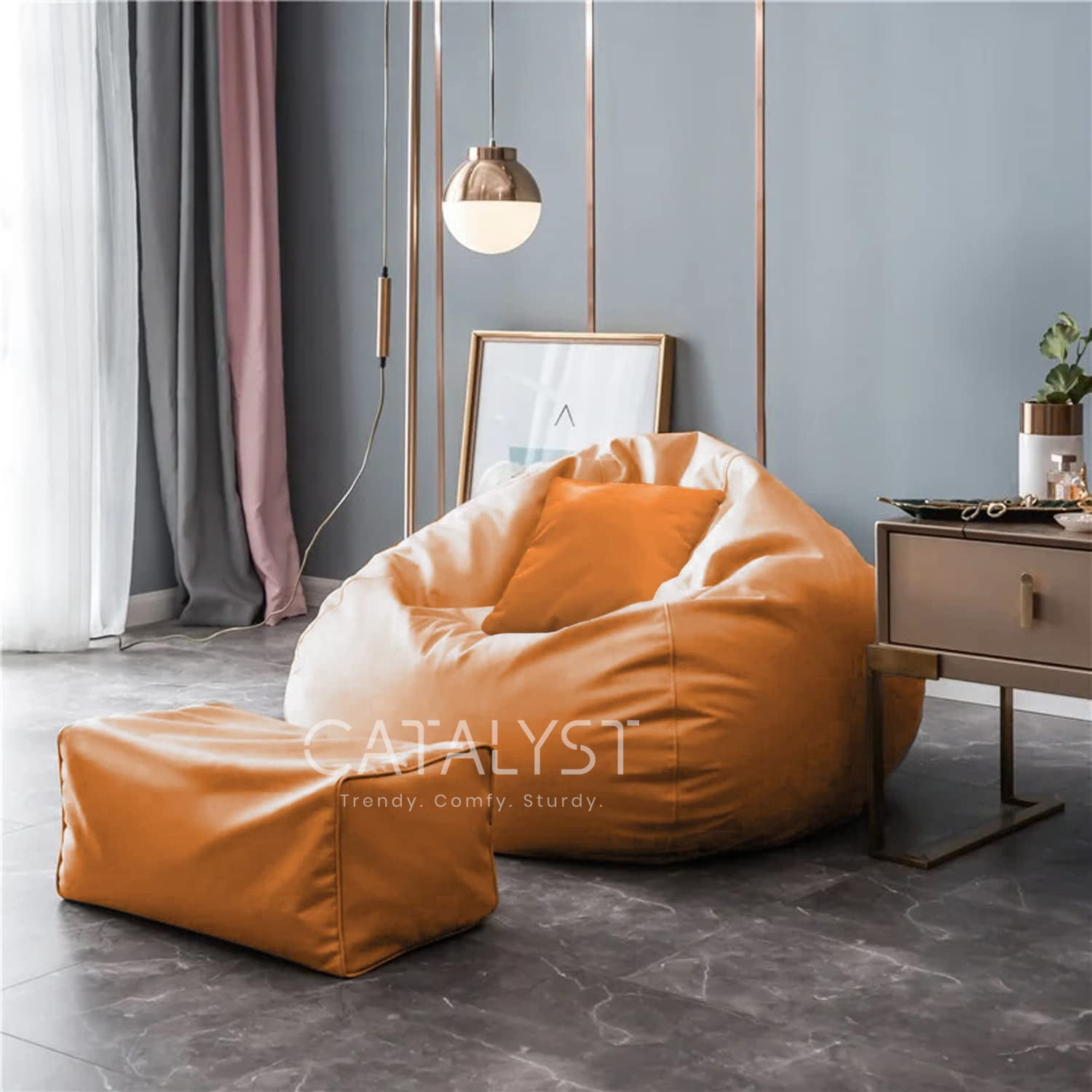 CATALYST 4XL Bean Bag Rectangle Footrest with Coushion Filled with ...