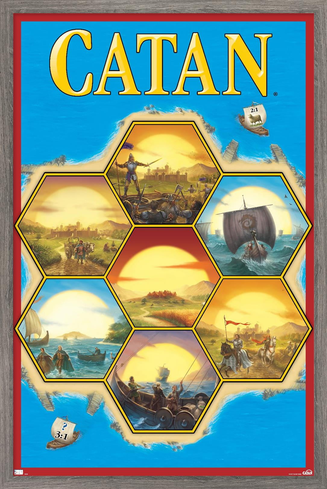 CATAN 16.62 in x 24.25 in Framed Poster, by Trends International ...
