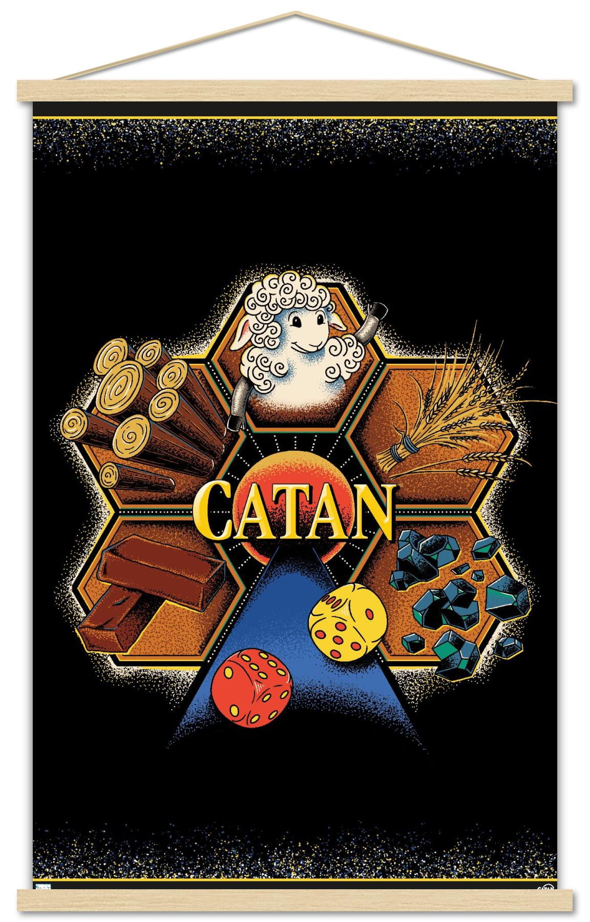 CATAN - Resources Wall Poster with Wooden Magnetic Frame, 22.375" x 34 ...