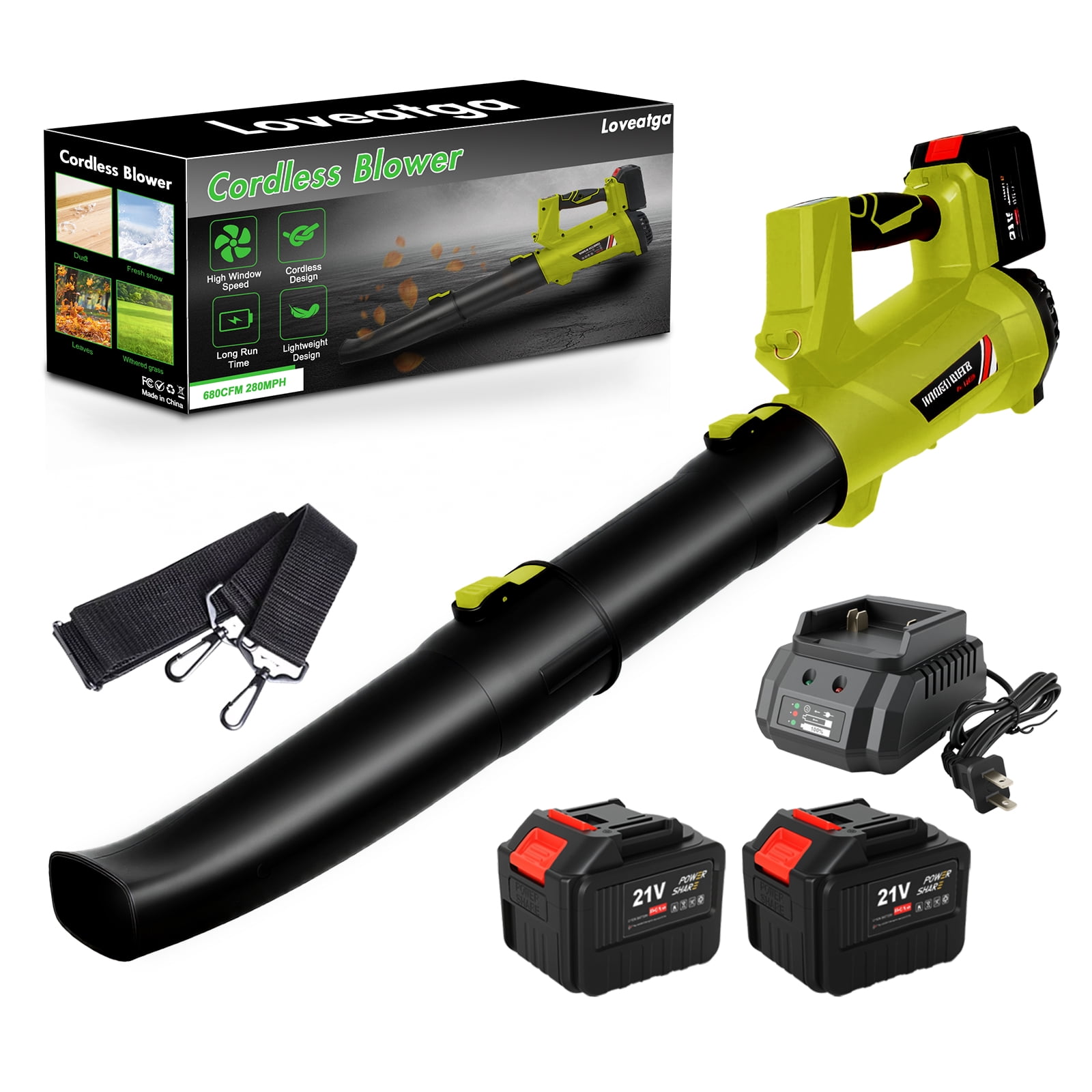 CATGOOD 21V Leaf Blower, 650CFM/280MPH Cordless Leaf Blower Equipped ...