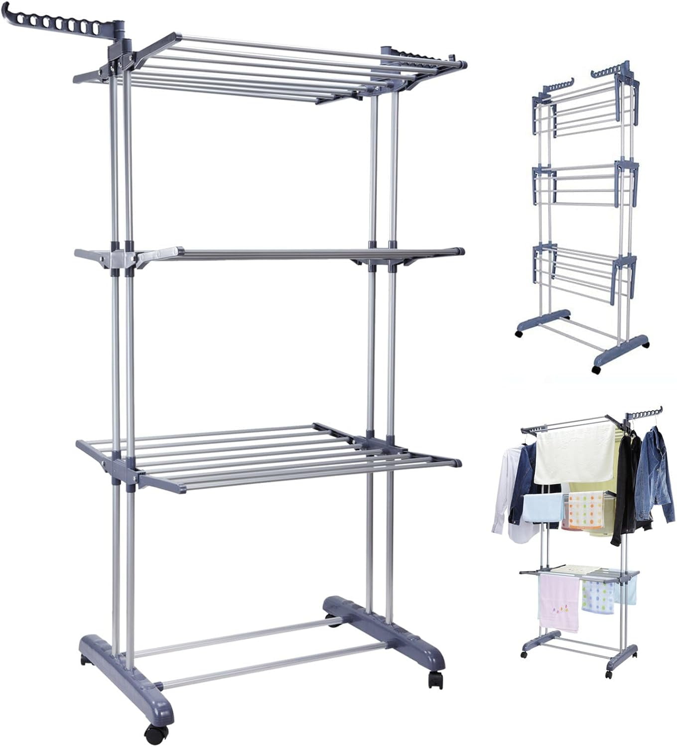 CATGOOD Folding Clothes Drying Rack, for Laundry Room, Four Layer ...