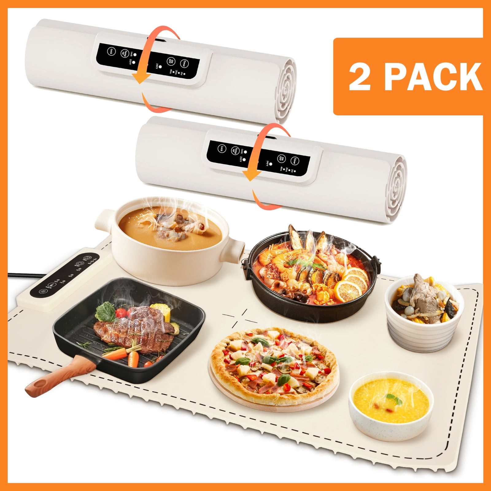 CATGOOD 2 Pack Food Warming Mat with 3-Level Digital Temperature ...