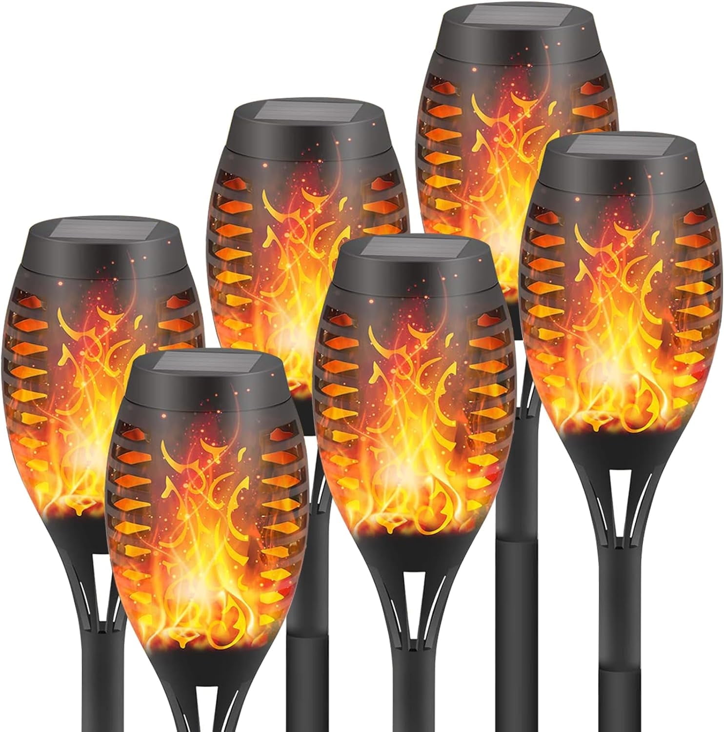 CATGOOD Outdoor Solar Light with Flickering Flame, 6 Pack LED Solar ...