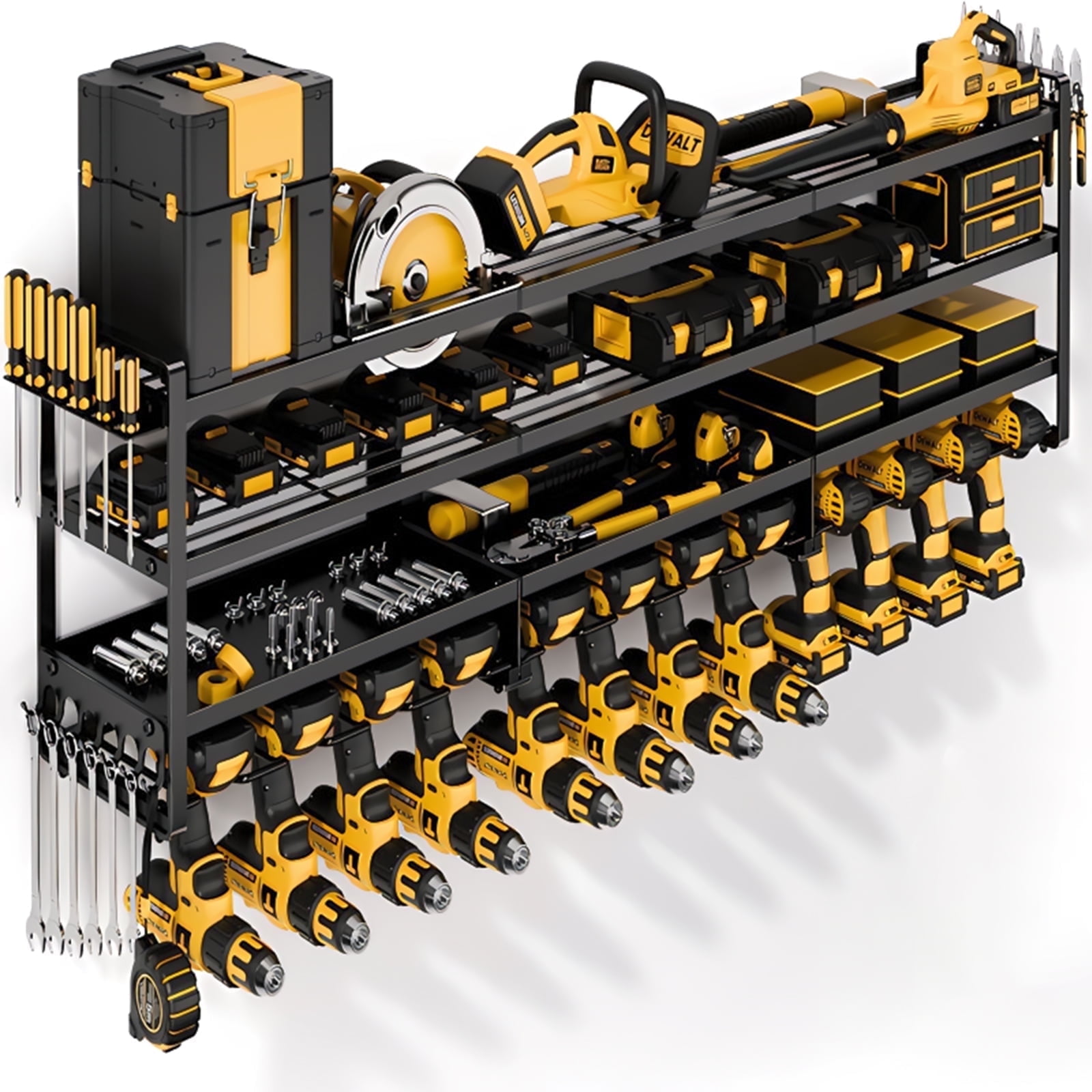 Power Tool Organizer 600 LBS with 12 Drill Holders, 4 Tier Heavy Duty ...