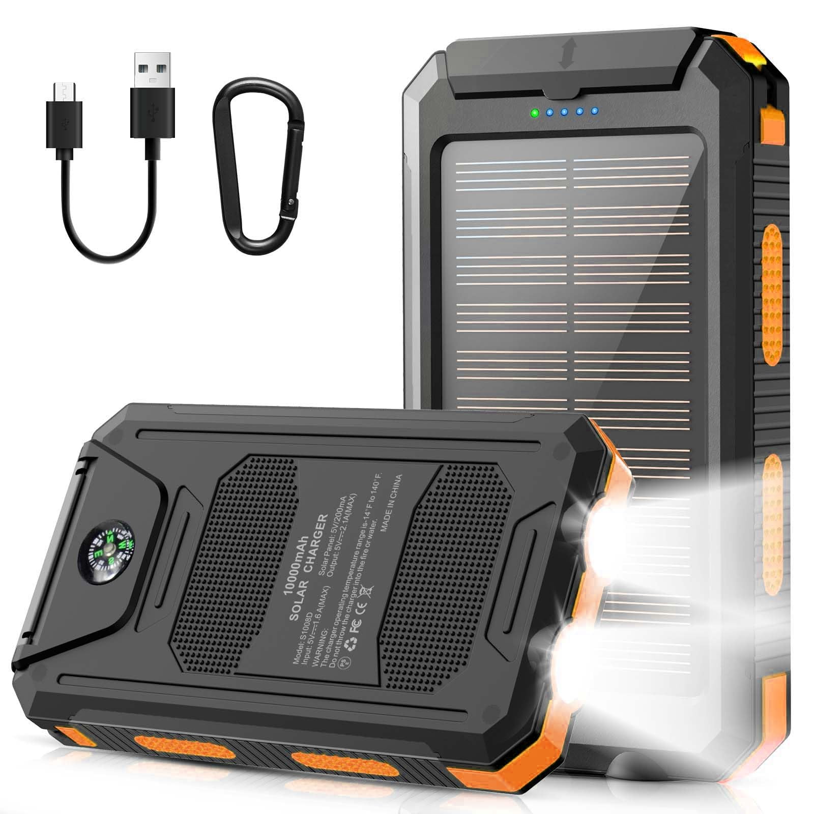 CATGOOD Solar Charger 10000mAh Solar Power Bank Waterproof Portable ...