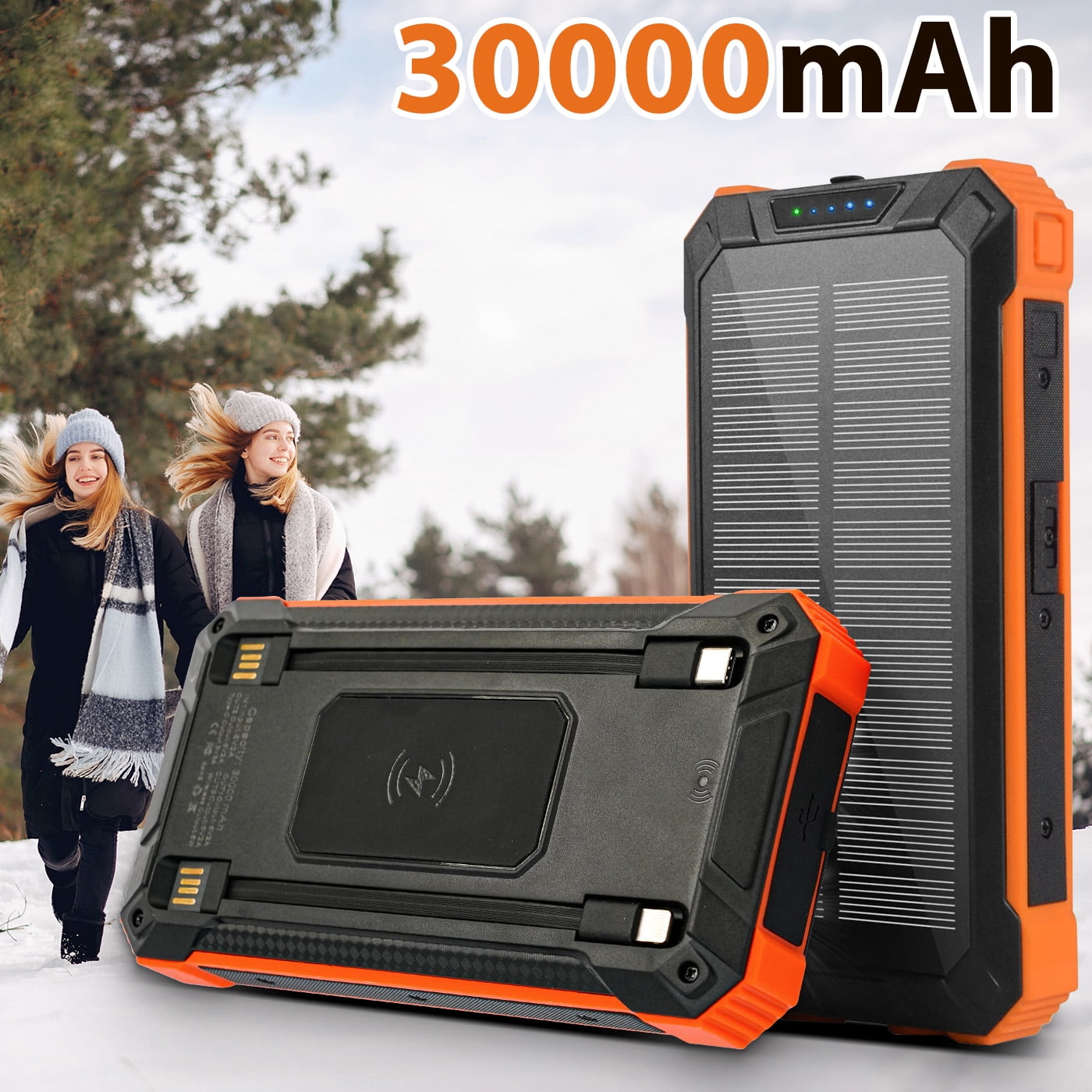CATGOOD Solar Charger Power Bank Fast Charging - 30000mAh Portable ...