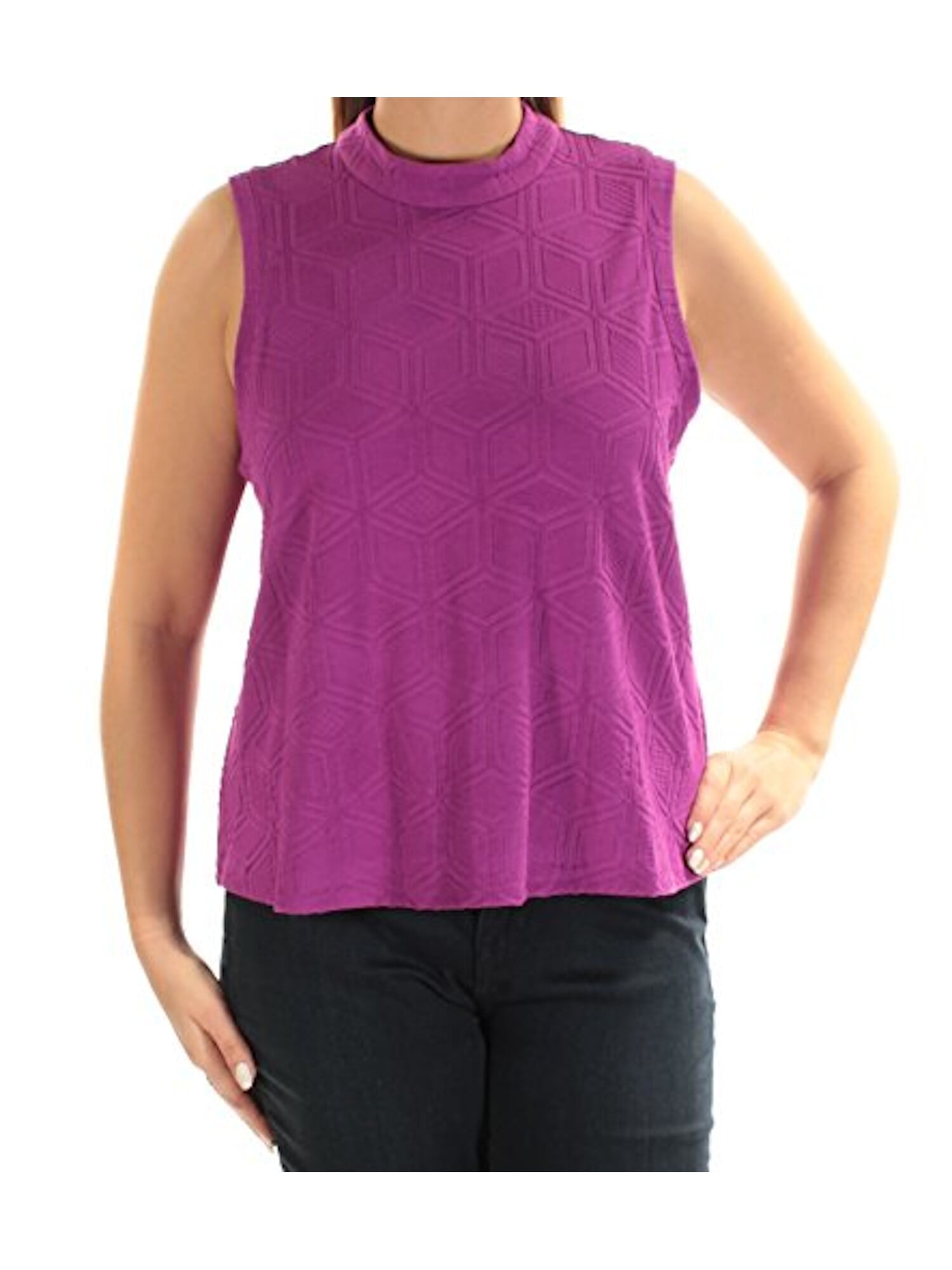 CATHERINE MALANDRINO Womens Purple Sleeveless Crew Neck Top Size: XL ...