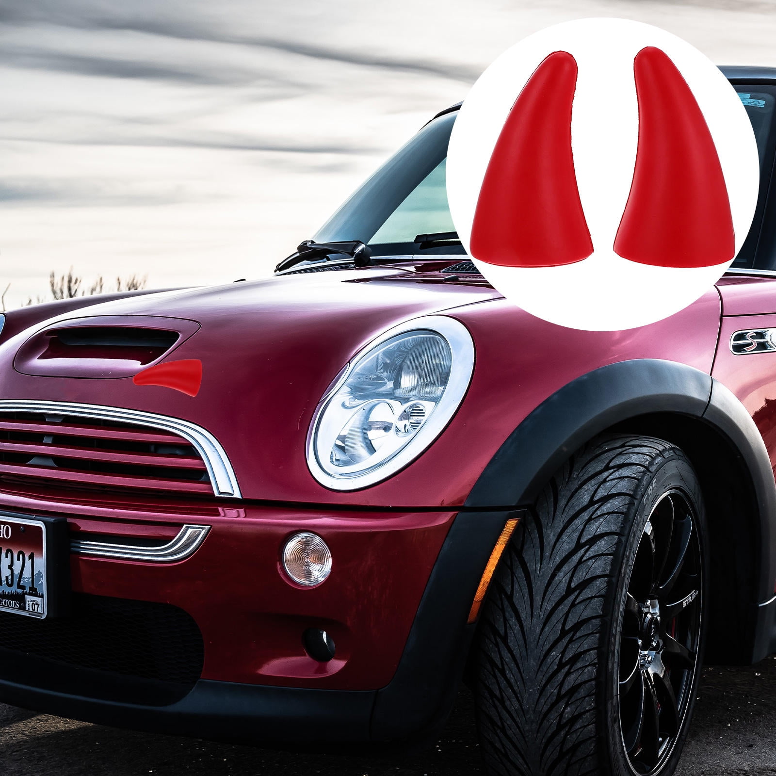 CATIEBYE 1 Pair 3D Devil Horns Stickers Red for Motorcycle Accessories ...