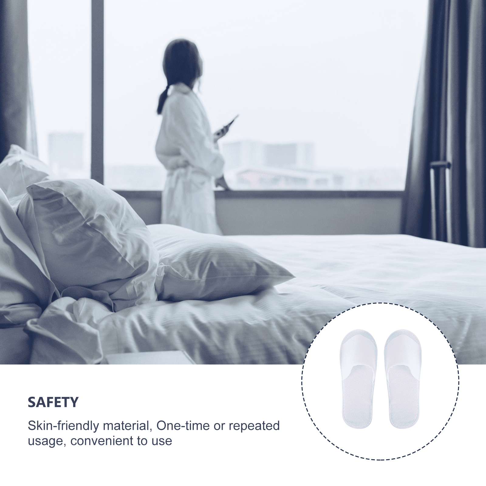 CATIEBYE 10 Pairs Hotel Style Slippers White Napped Cloth For Guest ...