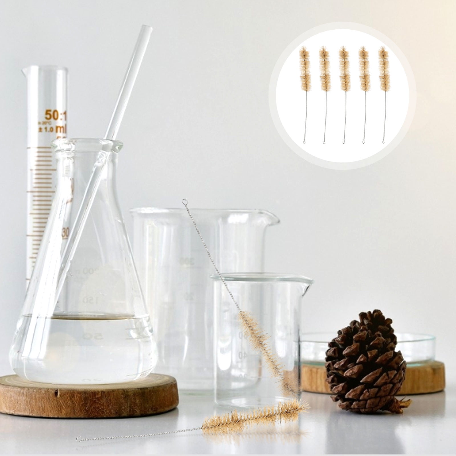 CATIEBYE 10pcs Long Tube Cleaning Brush in Light Brown for Chemical ...