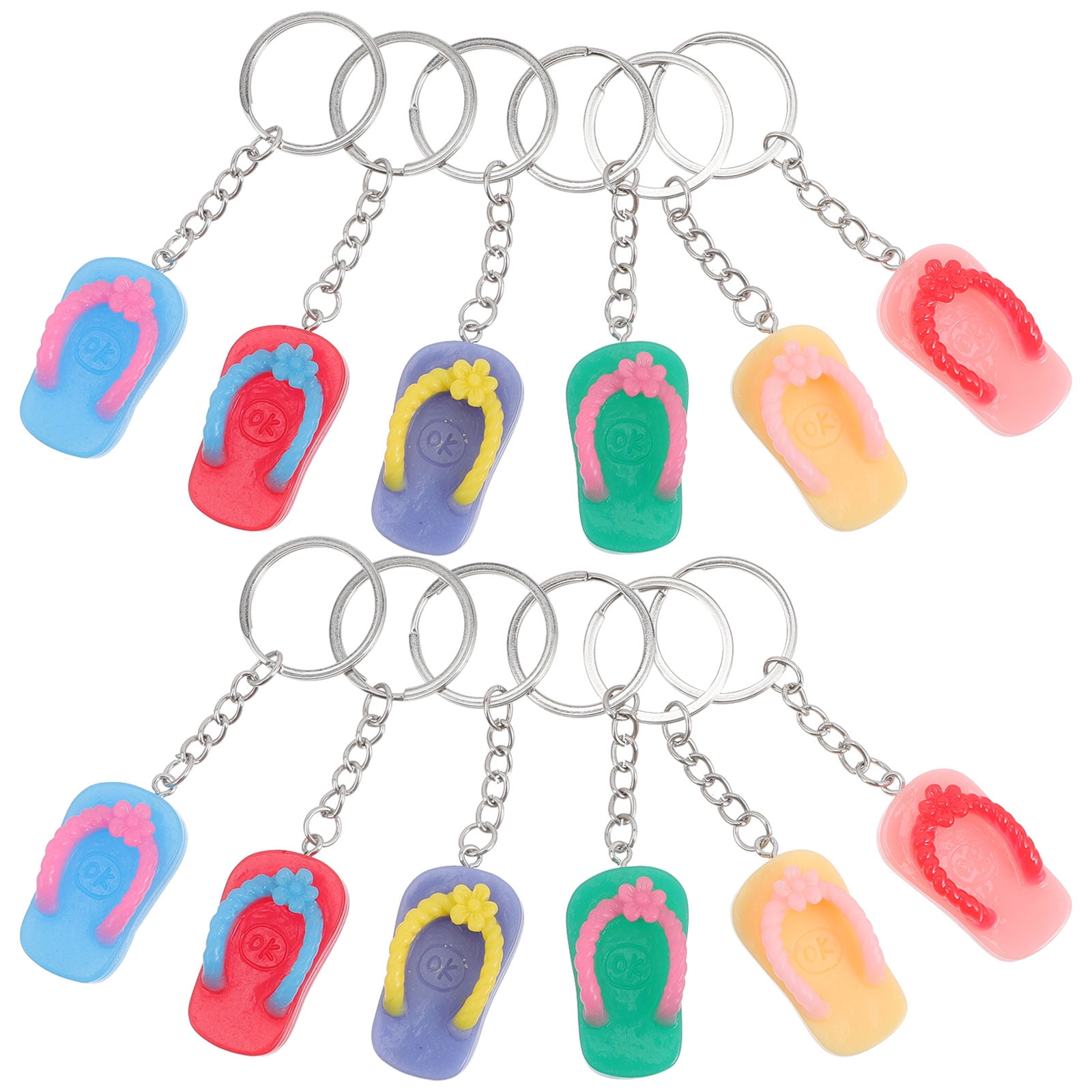 CATIEBYE 14Pcs Hawaii Beach Keychain with Slipper Design Metal Resin ...
