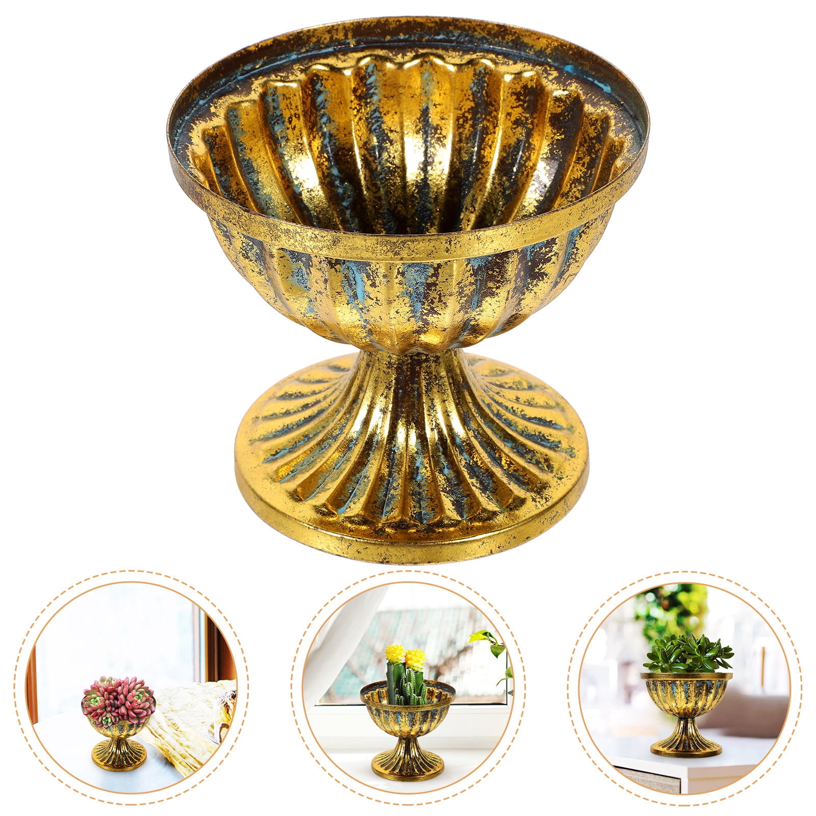 CATIEBYE 1Pack Desktop Flower Vase Golden Round Iron for Wedding Table ...