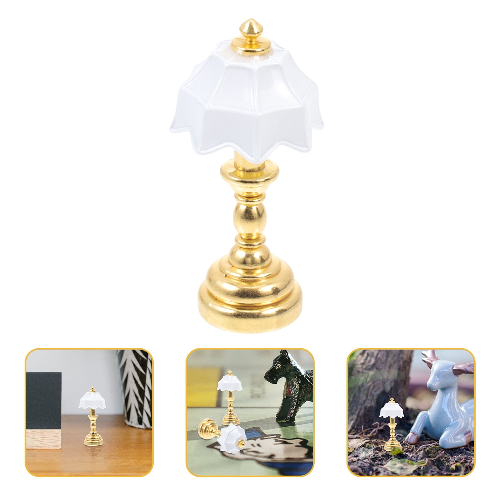 CATIEBYE 1Pack Mini Bedside Lamp Golden White Mini Table Lamp Ornament ...