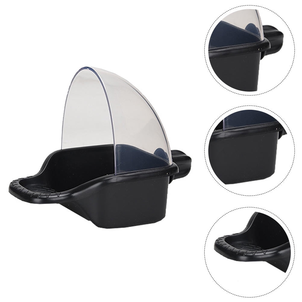 CATIEBYE 1Pc Leakproof Food Basin Round Black Plastic for Parrot ...