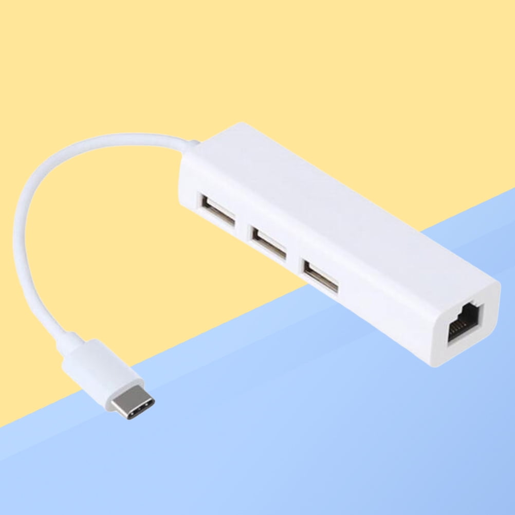 CATIEBYE 1Pcs Type C Ethernet Adapter with 3 USB 2.0 Hub for ...
