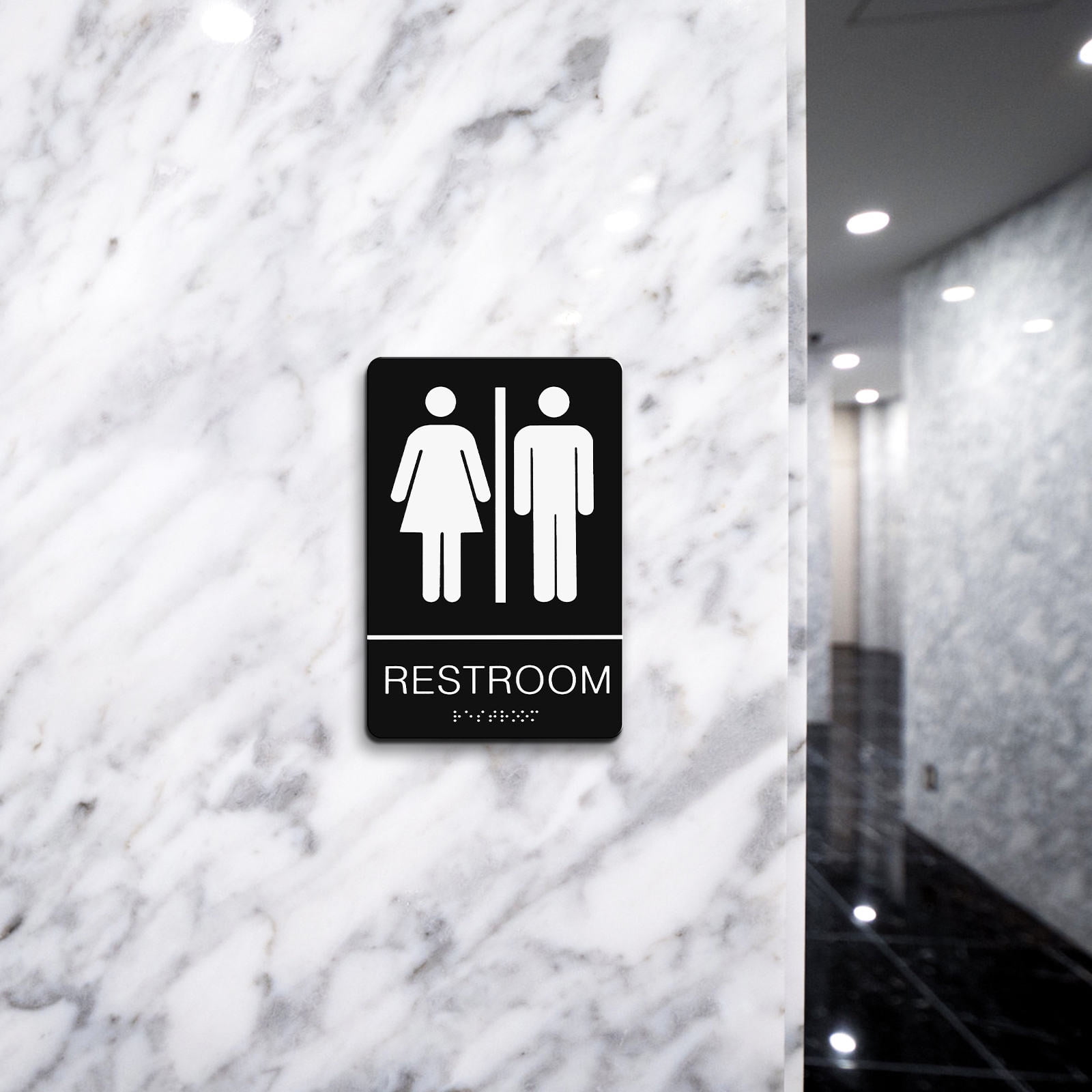 CATIEBYE 1Set Acrylic Black Rectangle Restroom Sign for Public Spaces ...