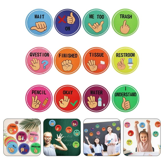 CATIEBYE 1Set Assorted Color Hand Signal Posters for Teachers Classroom ...