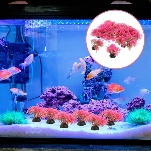 CATIEBYE 20Pcs Lifelike Rosy Plastic Aquarium Plants for Fish Tank Decor and Betta Fish ...
