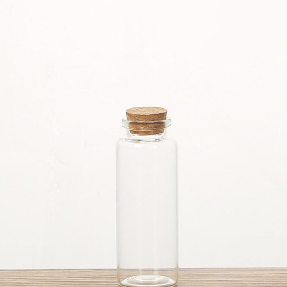 CATIEBYE 20Pcs Small Jars With Lids Cylindrical Glass Wooden Cork For ...