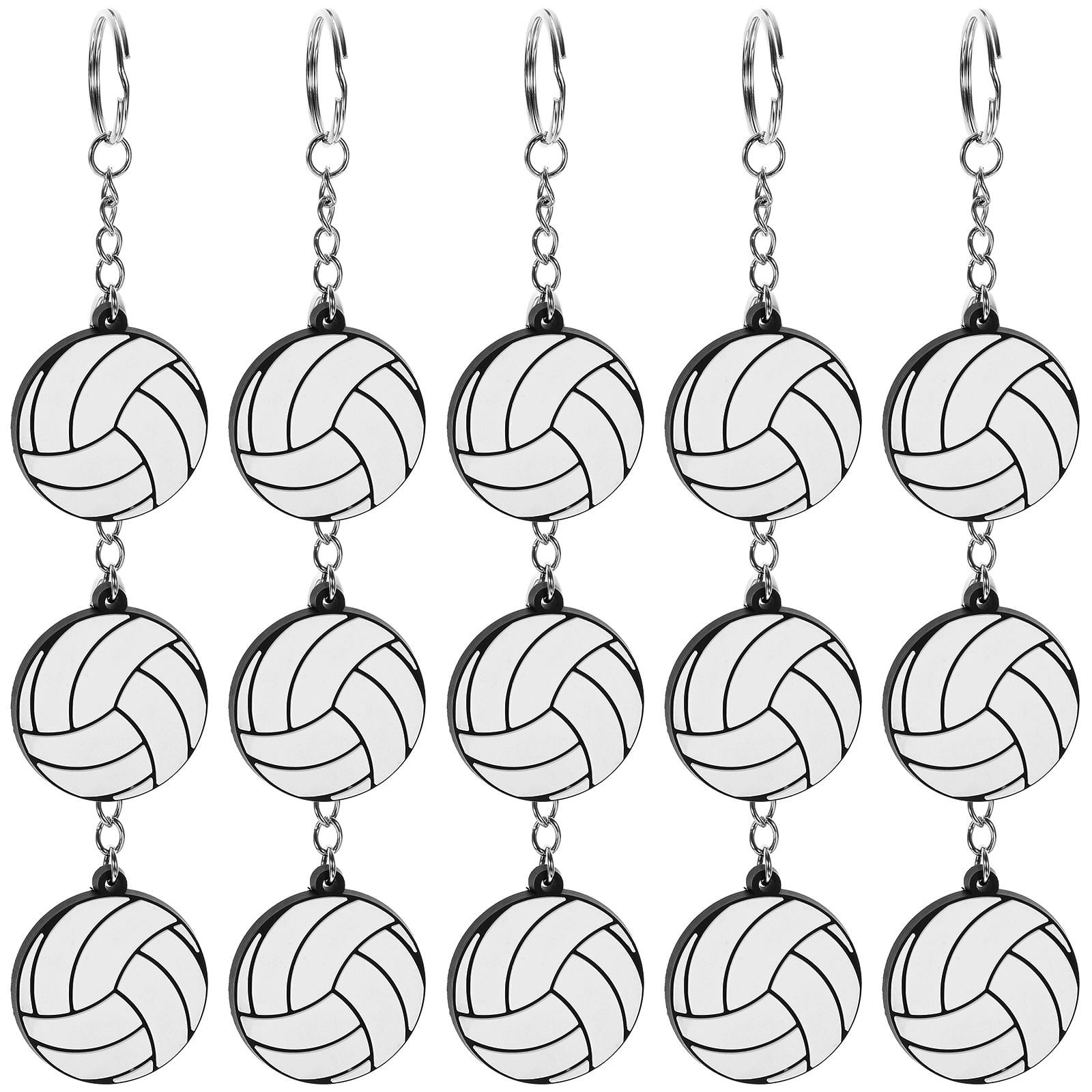 CATIEBYE Volleyball Shape PVC Metal Keychains 20pcs Mini Sports Team ...