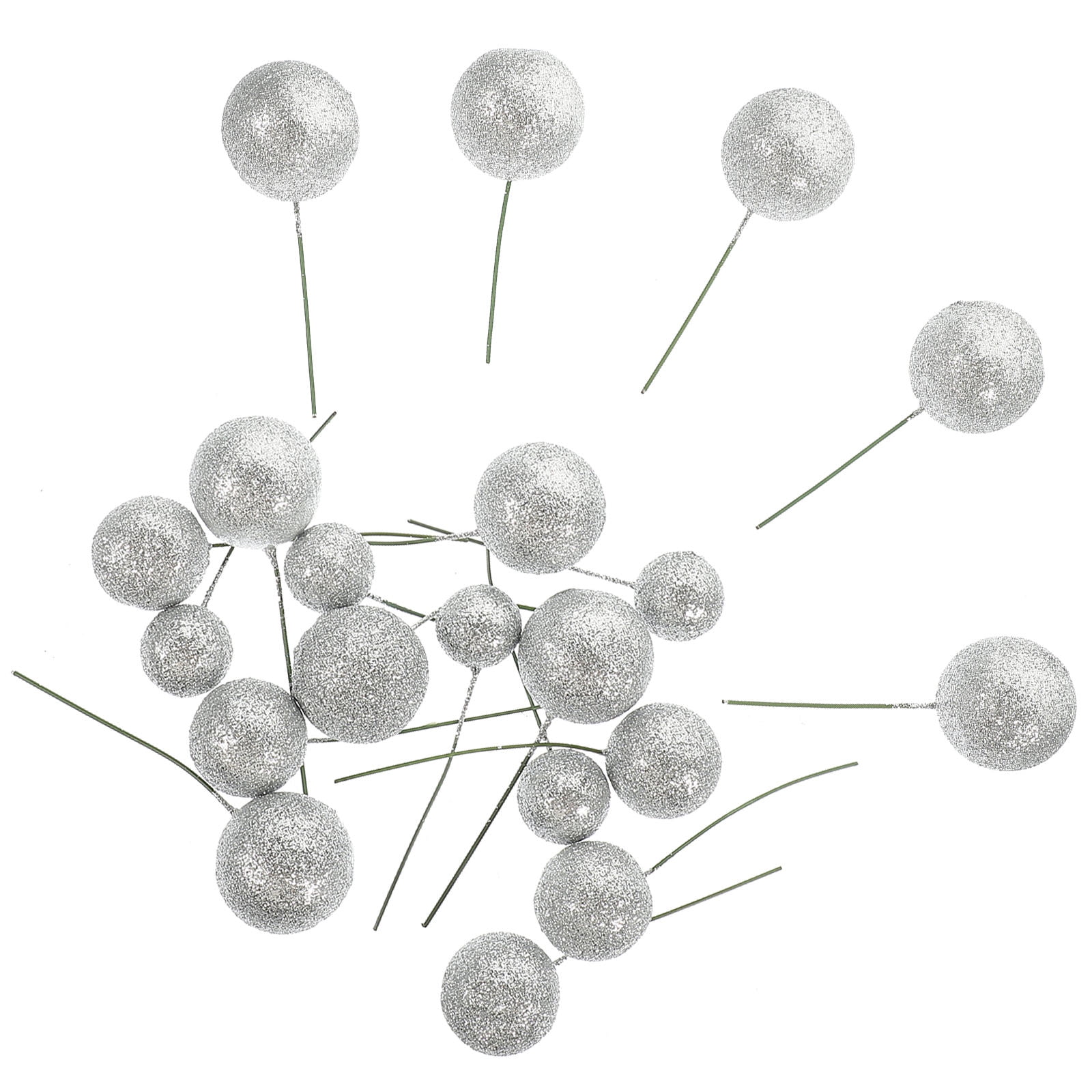 CATIEBYE 20Pcs Multi Use Silver Cake Balls Glitter Cake Decoration for ...