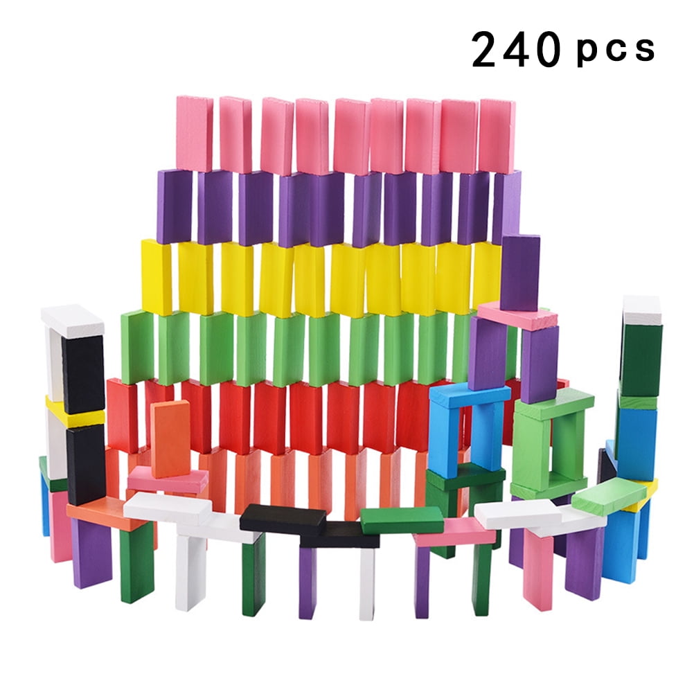 CATIEBYE 240Set Kids Dominos Set Assorted Color Bamboo Material ...