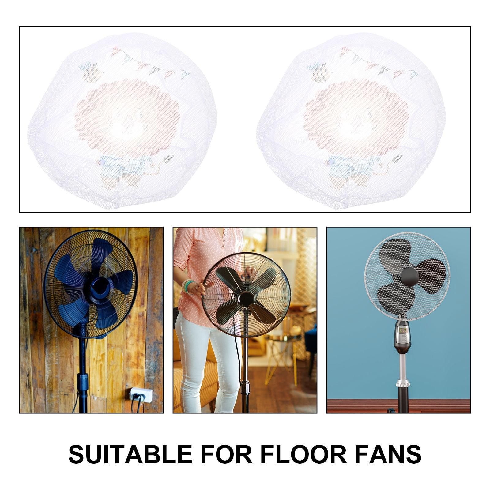 CATIEBYE Fan Cover Set 2 Pieces White Protective Mesh Covers for ...