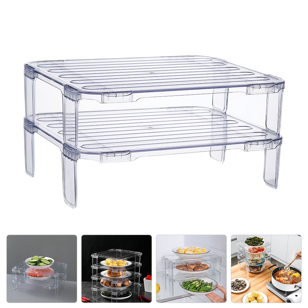 CATIEBYE Catiebye 2pcs Fridge Stacking Shelves Rectangular Kitchen ...