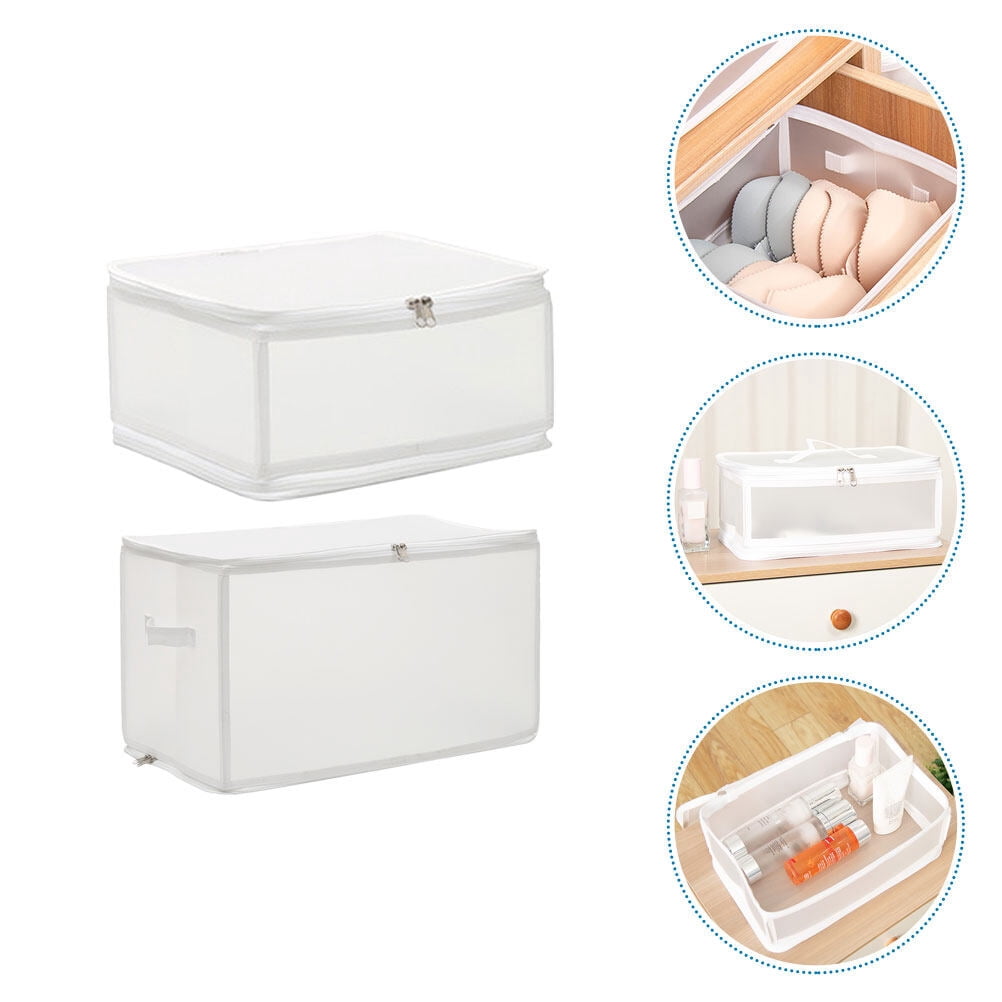 CATIEBYE Large Capacity White Bedding Storage Boxes, 2-Pack, PP ...