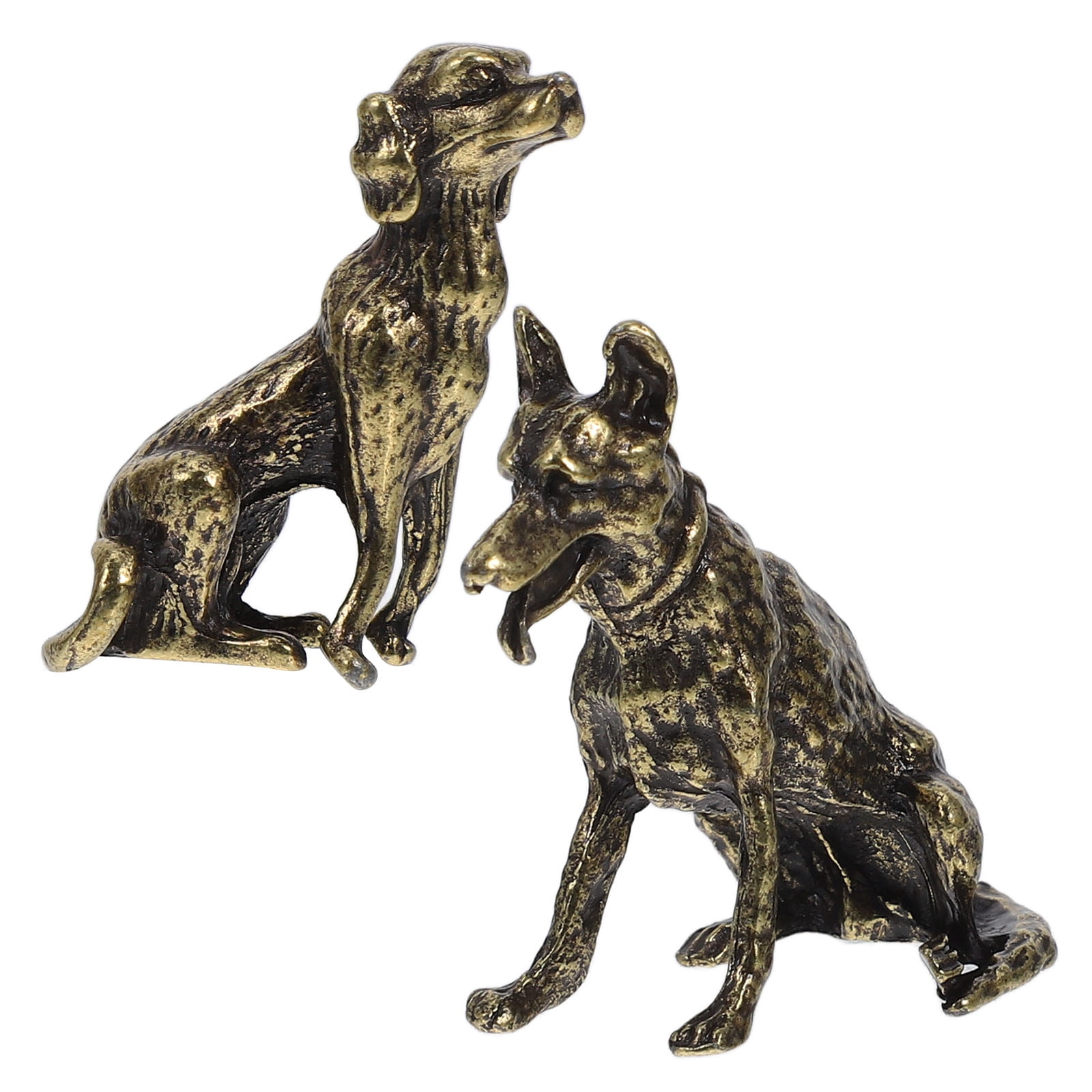 CATIEBYE 2Pcs Golden Miniature Dog Statue Tiny Puppy Shape Zinc Alloy ...