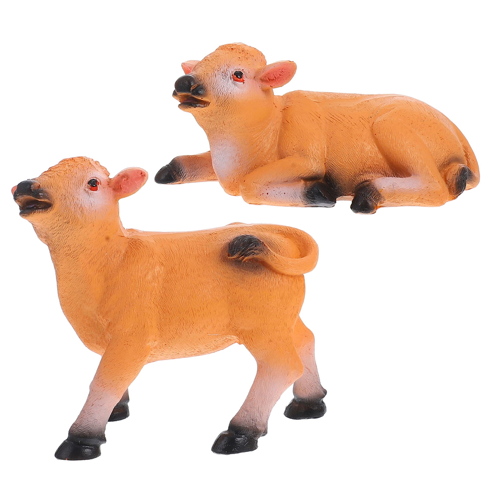 CATIEBYE 2Pcs Mini Cow Figurine Resin Calf Model for Gardeners Outdoor ...