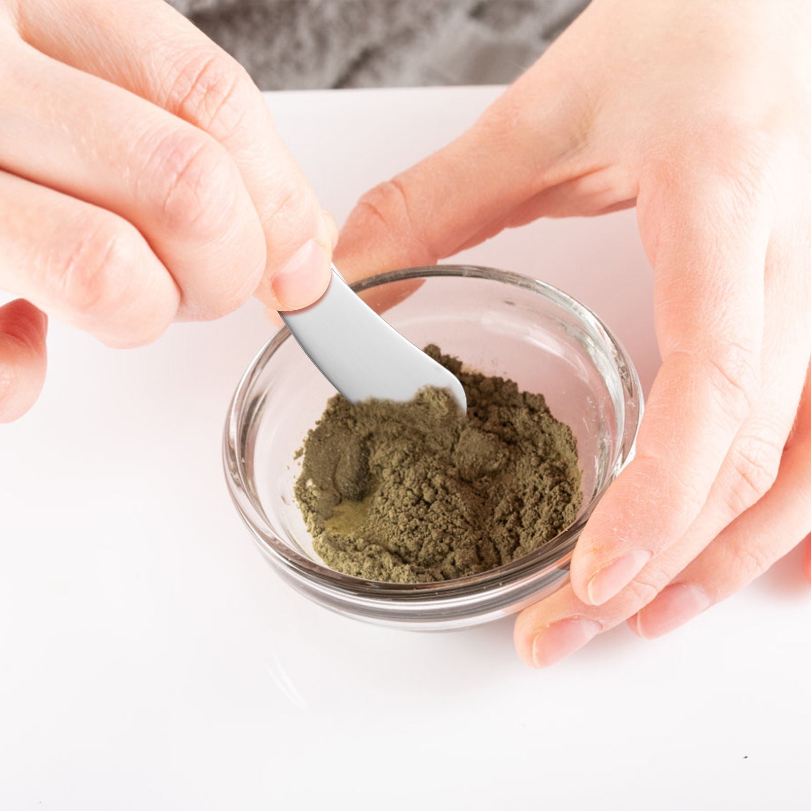 CATIEBYE 2Pcs Mini Size Silver Spatulas for Small Skincare Facial Cream ...