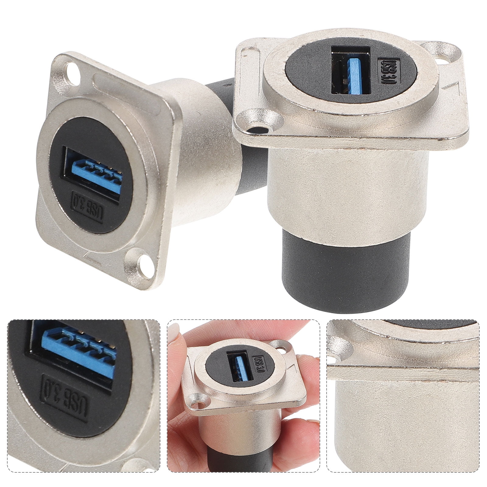 CATIEBYE 2Pcs USB 3.0 Panel Mount Coupler Usb Port Replacement PC Metal ...