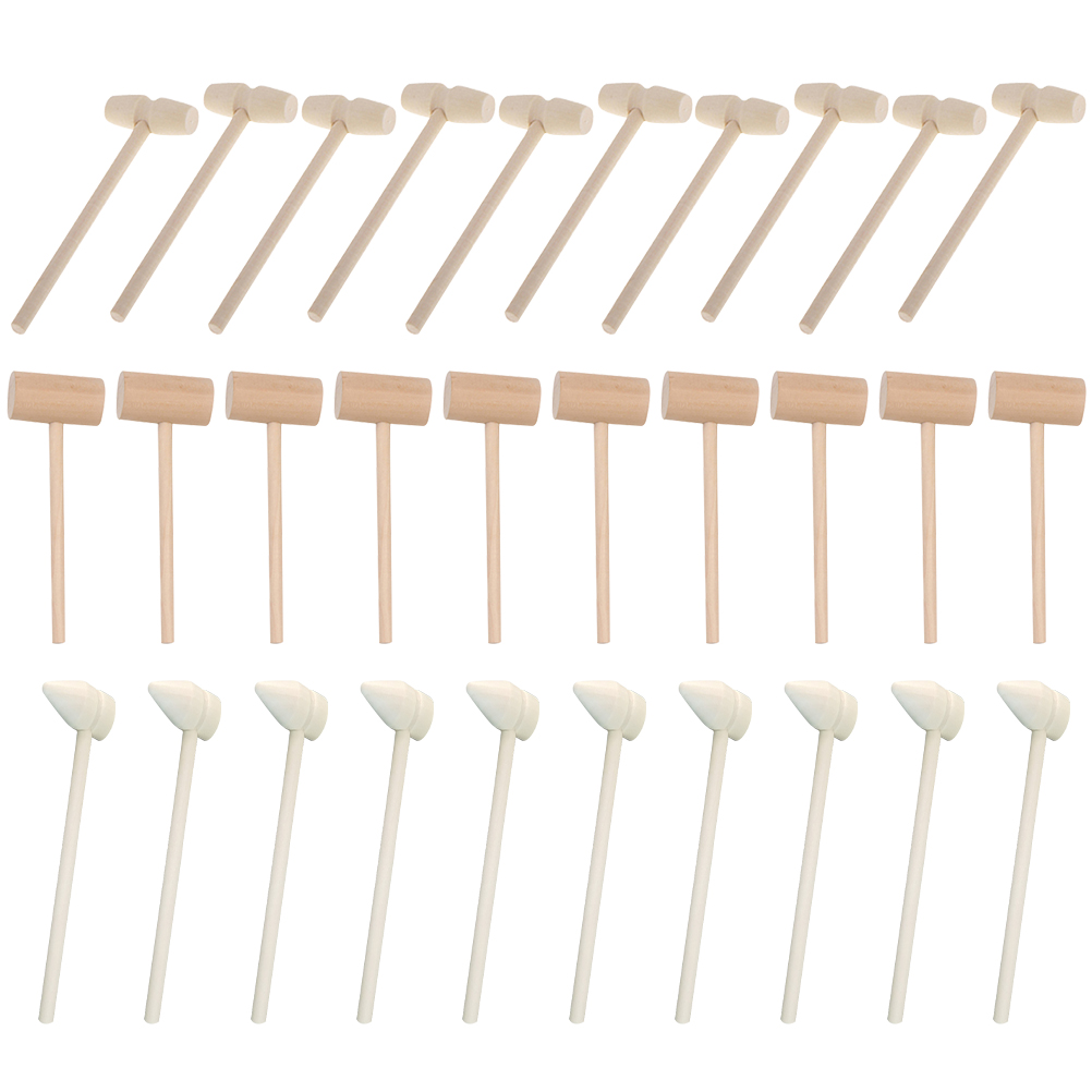 CATIEBYE 30Pcs Wooden Mallets Light Brown Mini Size for Children ...