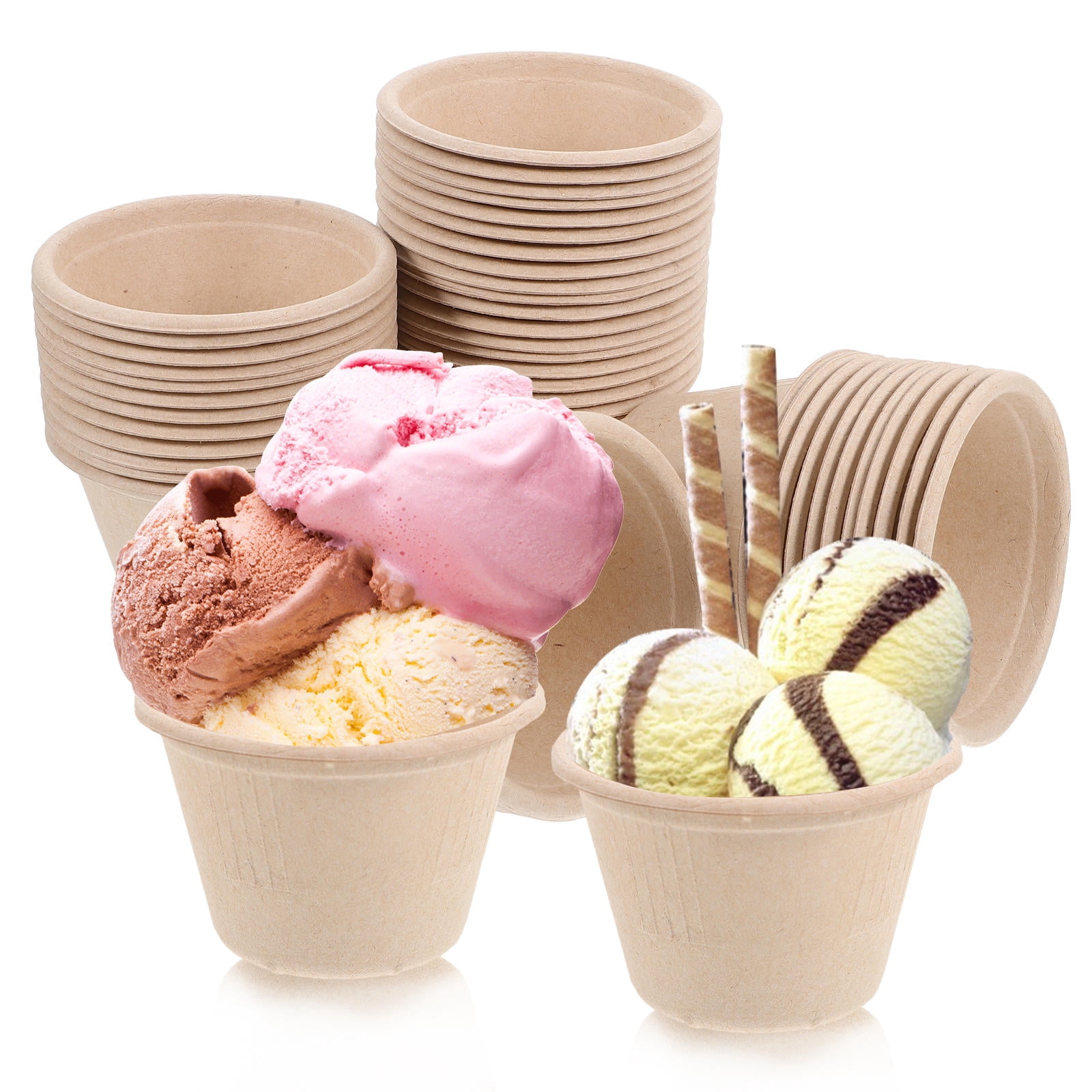 CATIEBYE 32Pack Disposable Ice Cream Cups Mini Dessert Containers Non ...