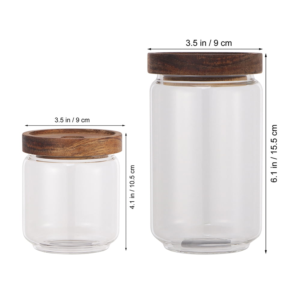 CATIEBYE 3Pcs Glass Candy Jars With Lids Cylindrical Transparent For ...