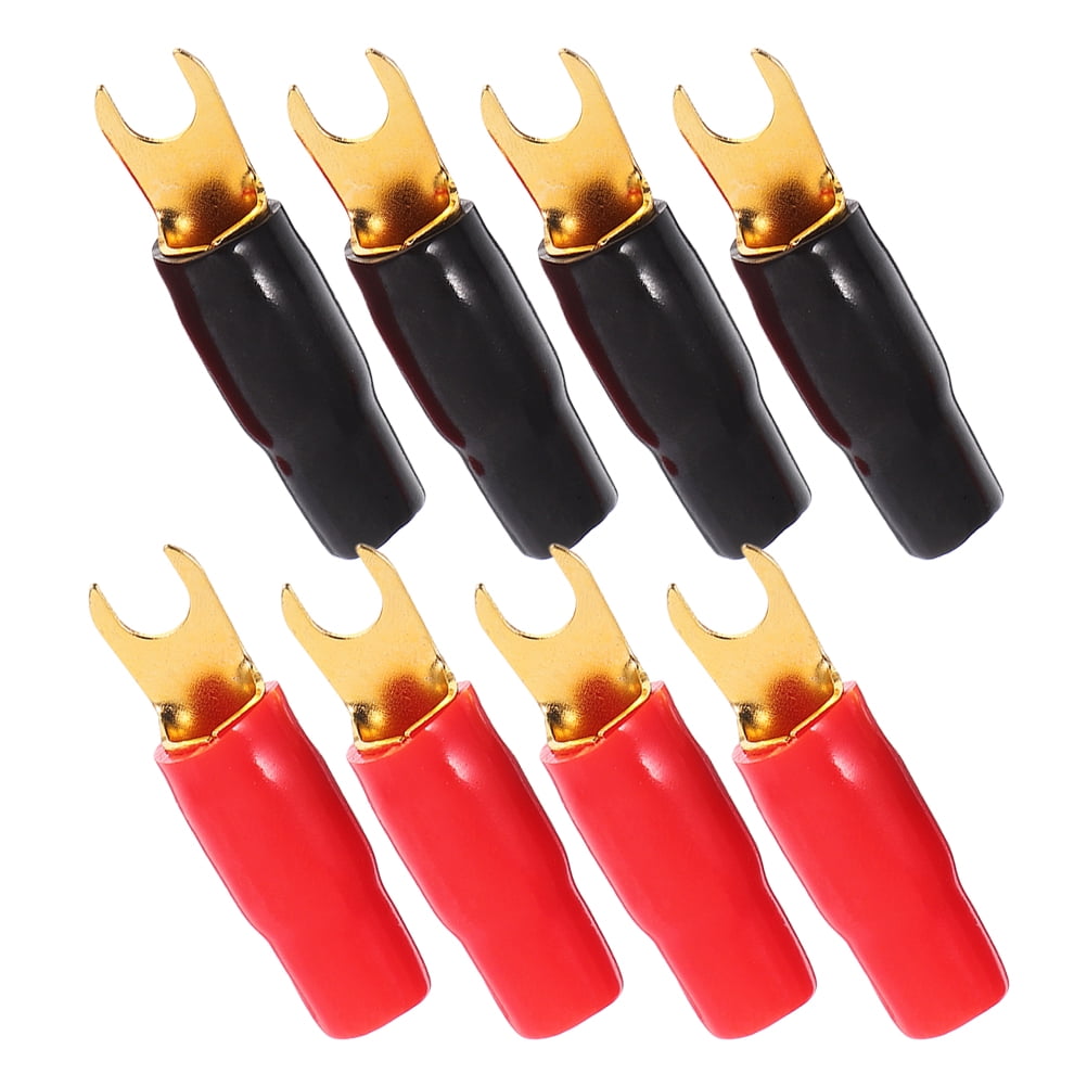 CATIEBYE 4Pairs Cable Adapter Fork Terminal for Audio Systems with Gold ...