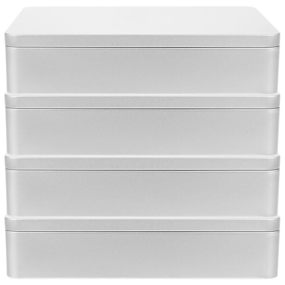 CATIEBYE 4Pcs Outdoor Storage Box with Lid Silver Metal Container for ...