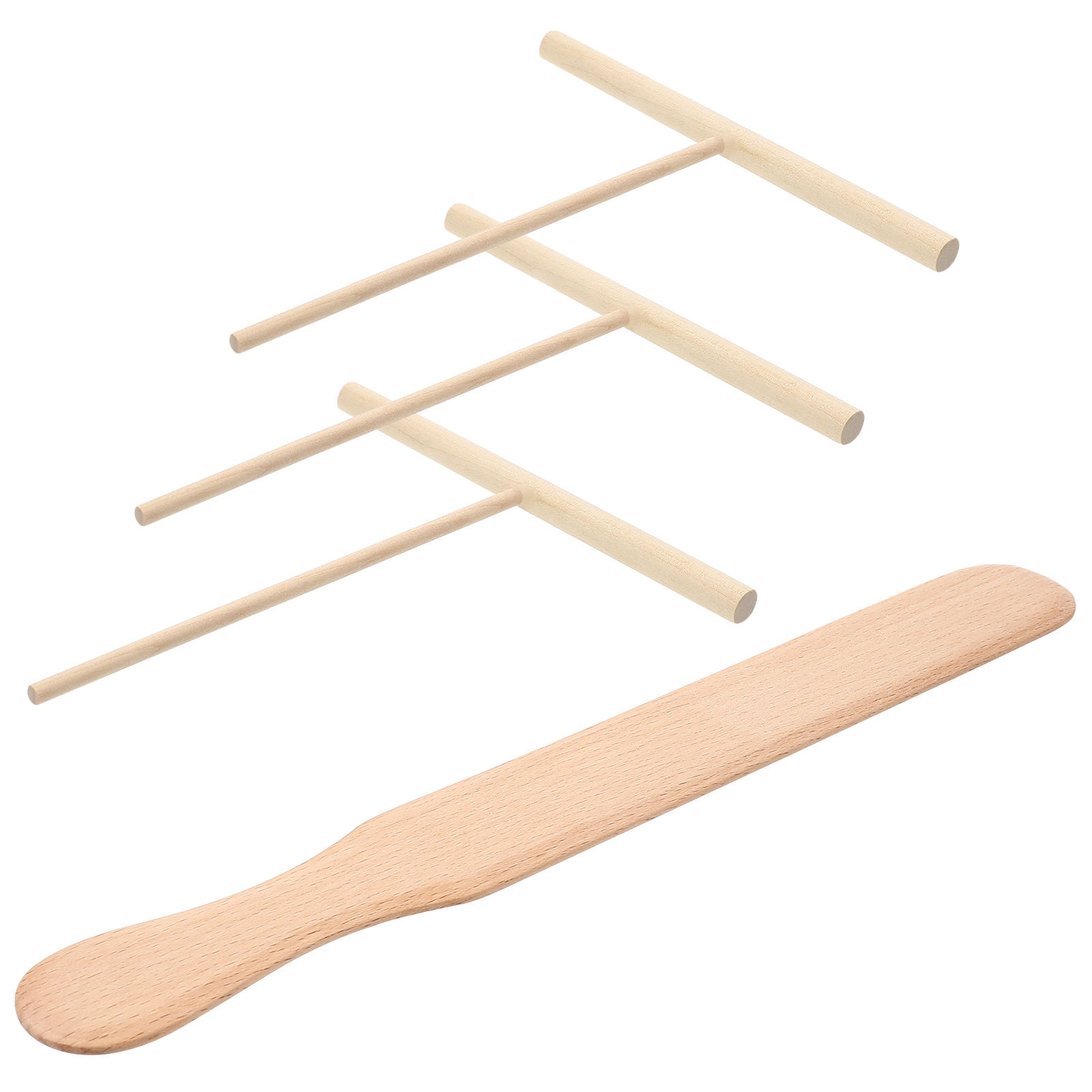 CATIEBYE 4Pcs Wooden Crepe Spatula T-Shaped for Flipping Turning ...