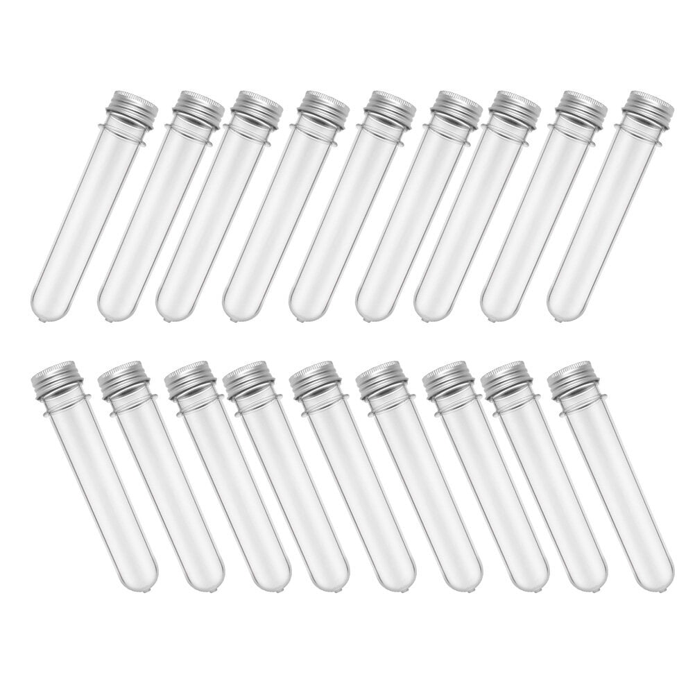 CATIEBYE 50Set Test Tubes with Lids Test Tube Bottles Clear Cylindrical ...
