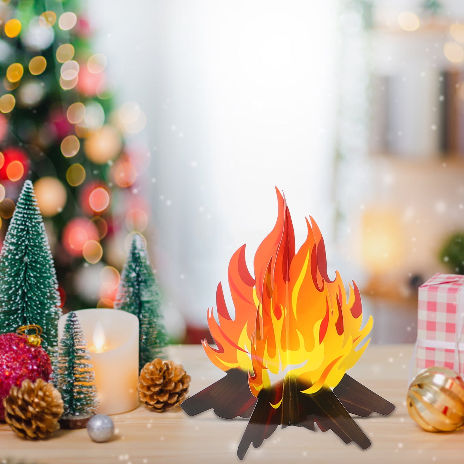 CATIEBYE 6Pcs Realistic Flame Effect Paper Campfire Prop Artificial ...