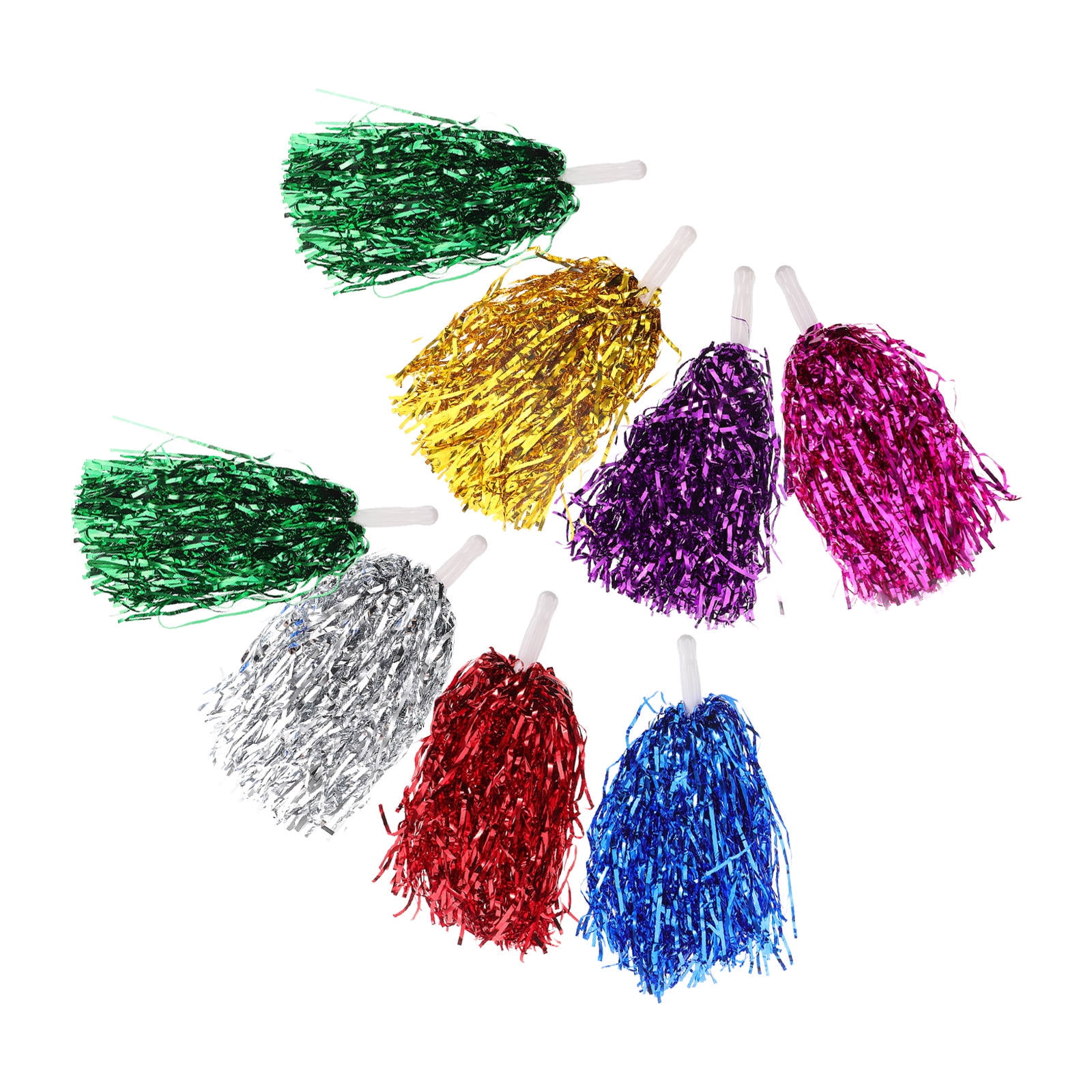 CATIEBYE 8Pcs Cheerleading Poms Assorted Color Plastic Pe Shiny Round ...