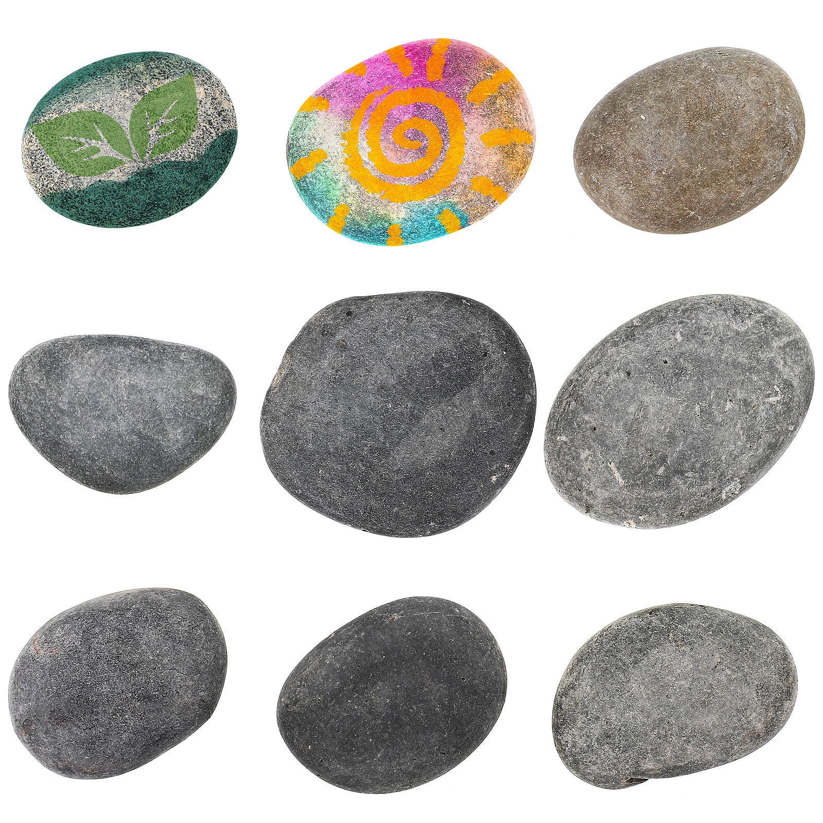CATIEBYE 9Pcs Flat Stones for Painting and Garden Landscaping in Grey ...