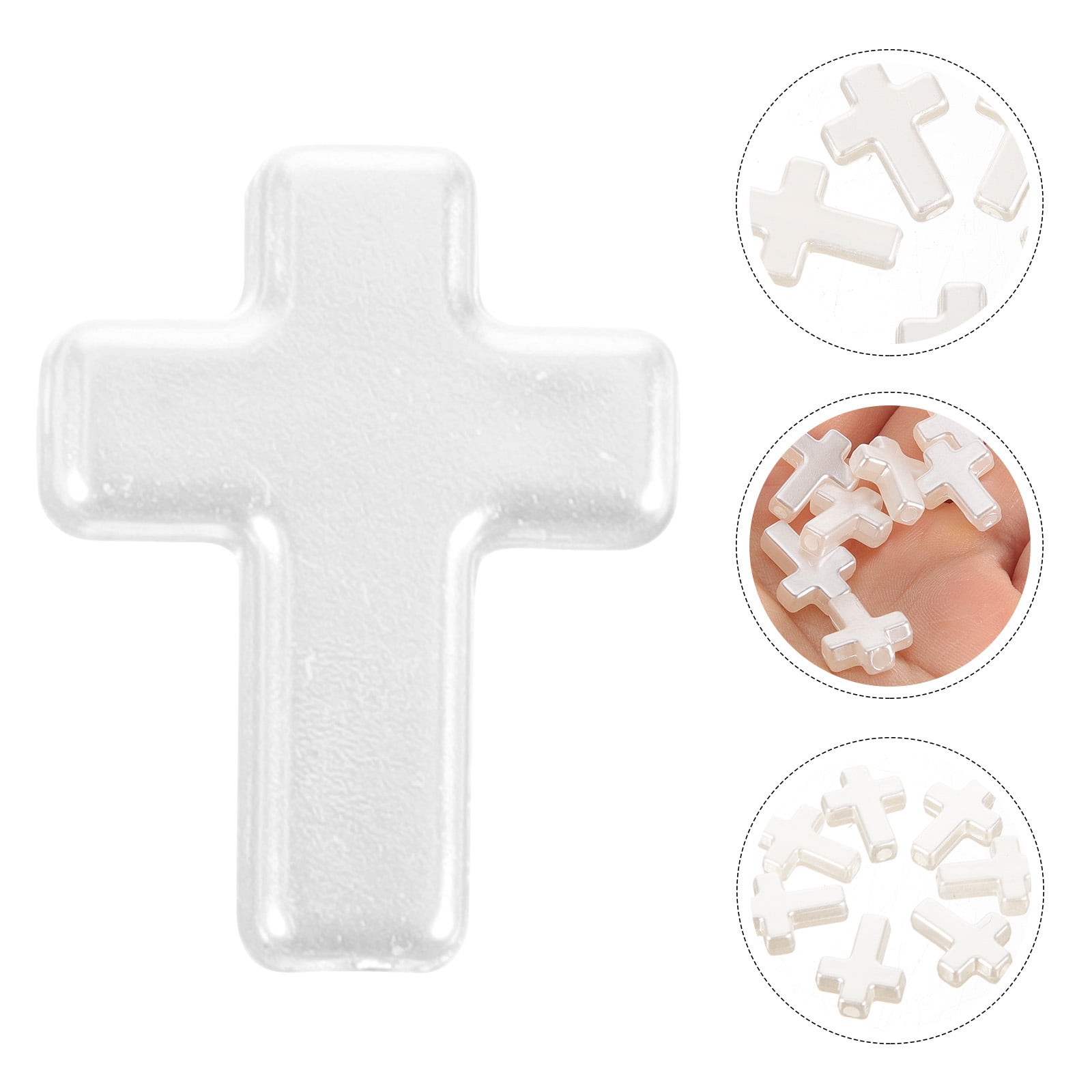 CATIEBYE Acrylic White Cross Shaped Beads 60Pcs for Jewelry Making and ...