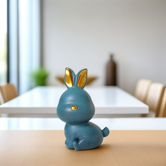 CATIEBYE Blue Resin Bunny Bank for Decor Durable and Unbreakable Money ...