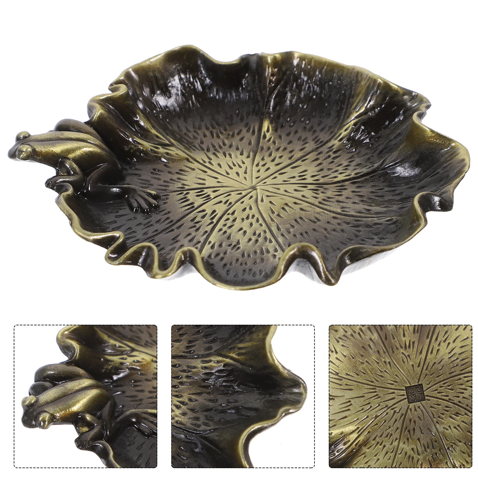 CATIEBYE Decorative Copper Inkwell Dish Multi-Functional Lotus-Leaf ...