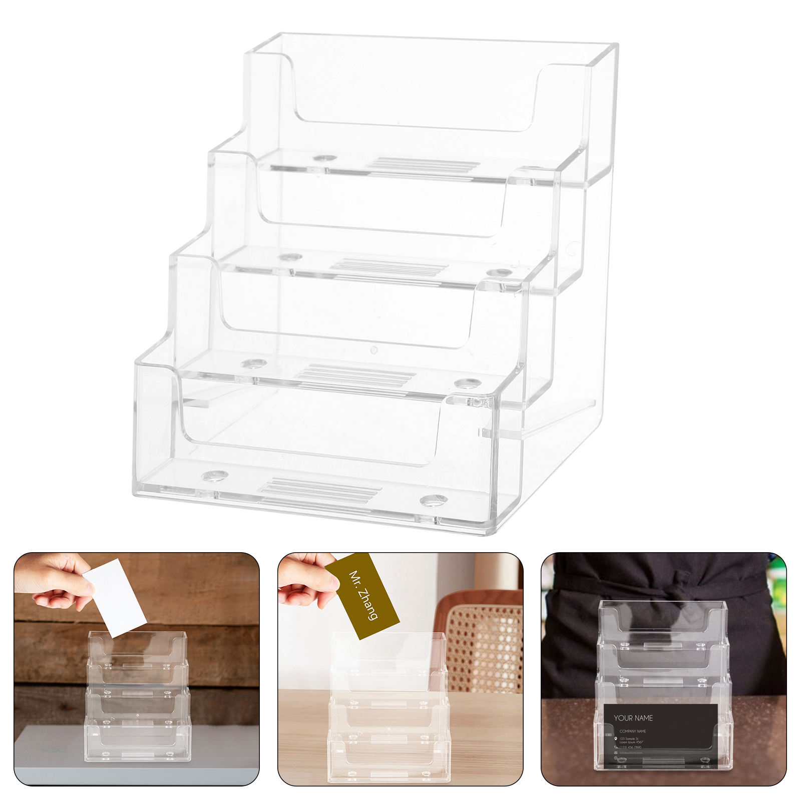 CATIEBYE Transparent Plastic Business Card Holder Case, Clear Card ...
