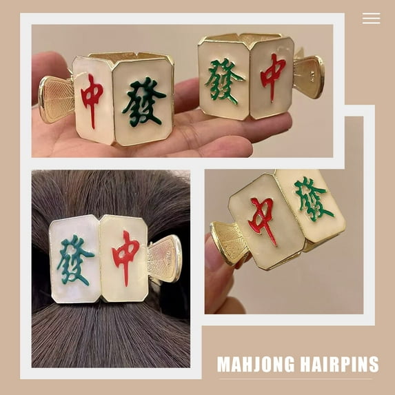 CATIEBYE Creative Multi Color Mahjong Hairpins Small Durable Hair Claw ...